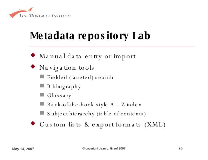 Using metadata repositories with search