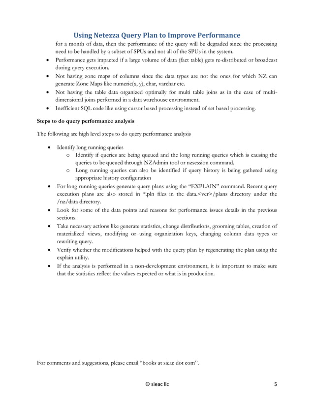 Using Netezza Query Plan to Improve Performace | PDF
