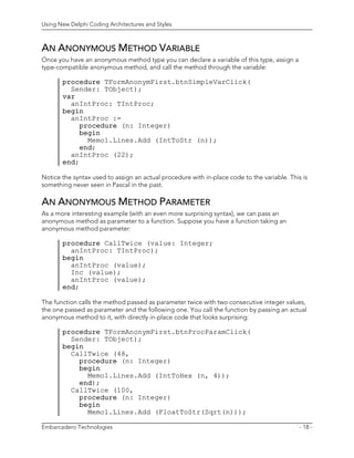 Using new-delphi-coding-styles-and-architectures marco-cantu | PDF