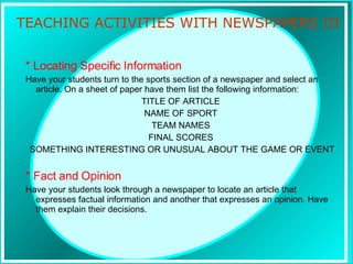 Using Newspapers | PPT