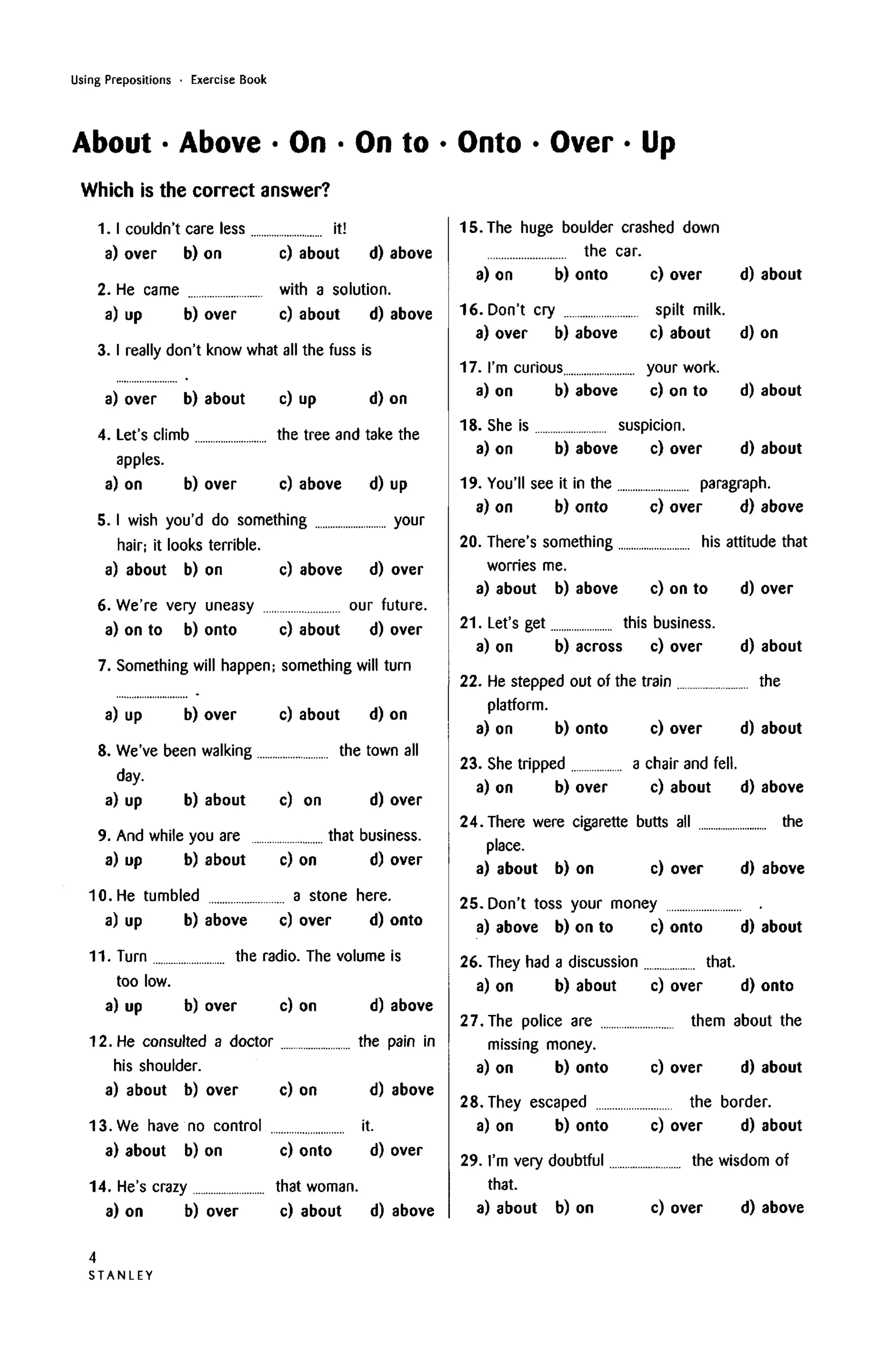 Using prepositions-exercises | PDF