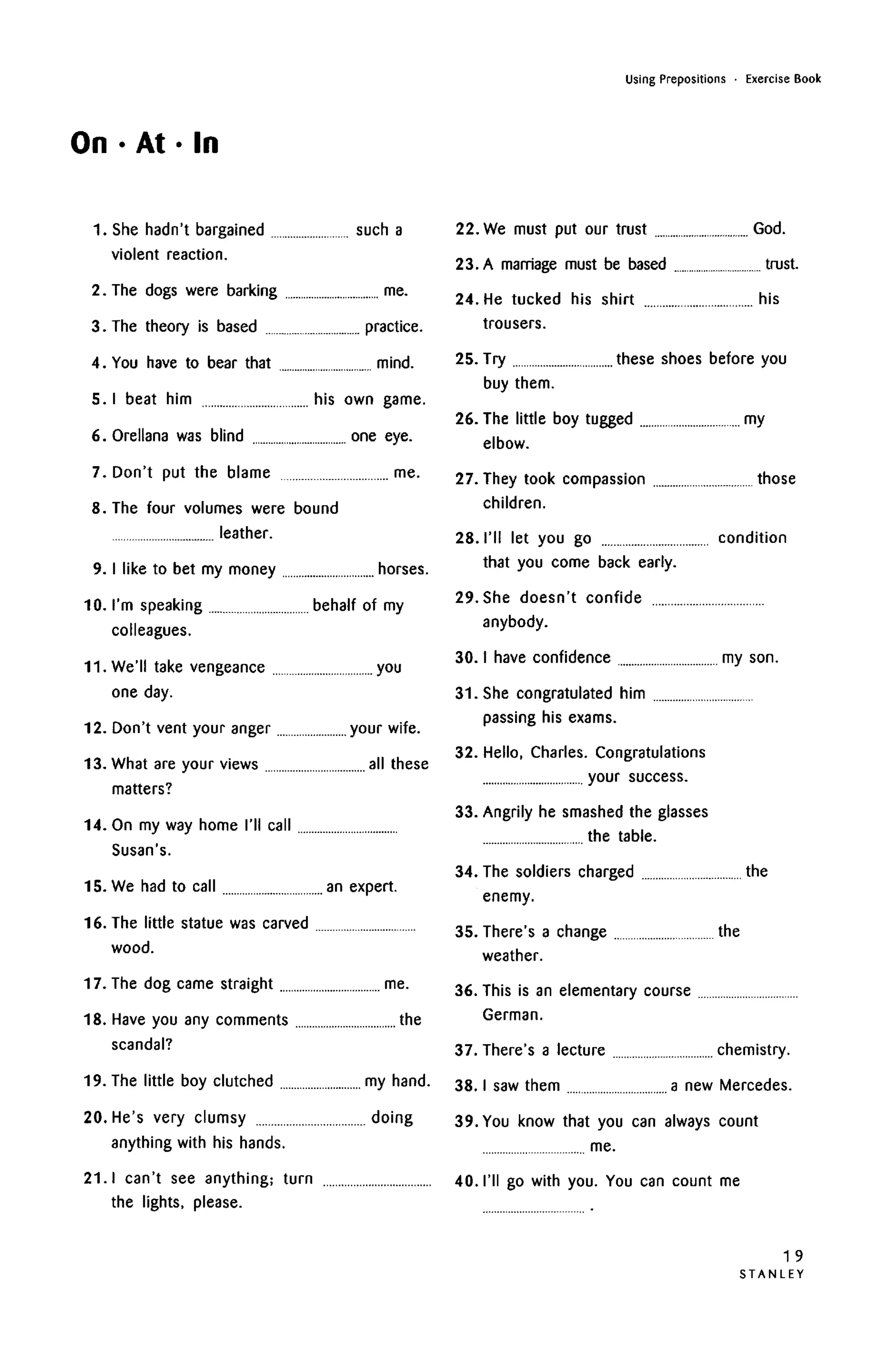 Using prepositions-exercises | PDF