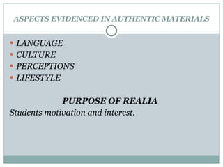 Using Realia In Language Teaching | PPT