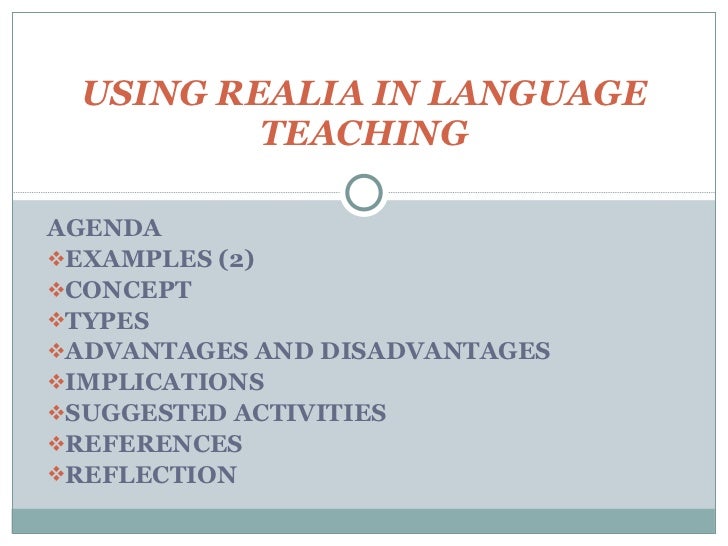 Using Realia In Language Teaching