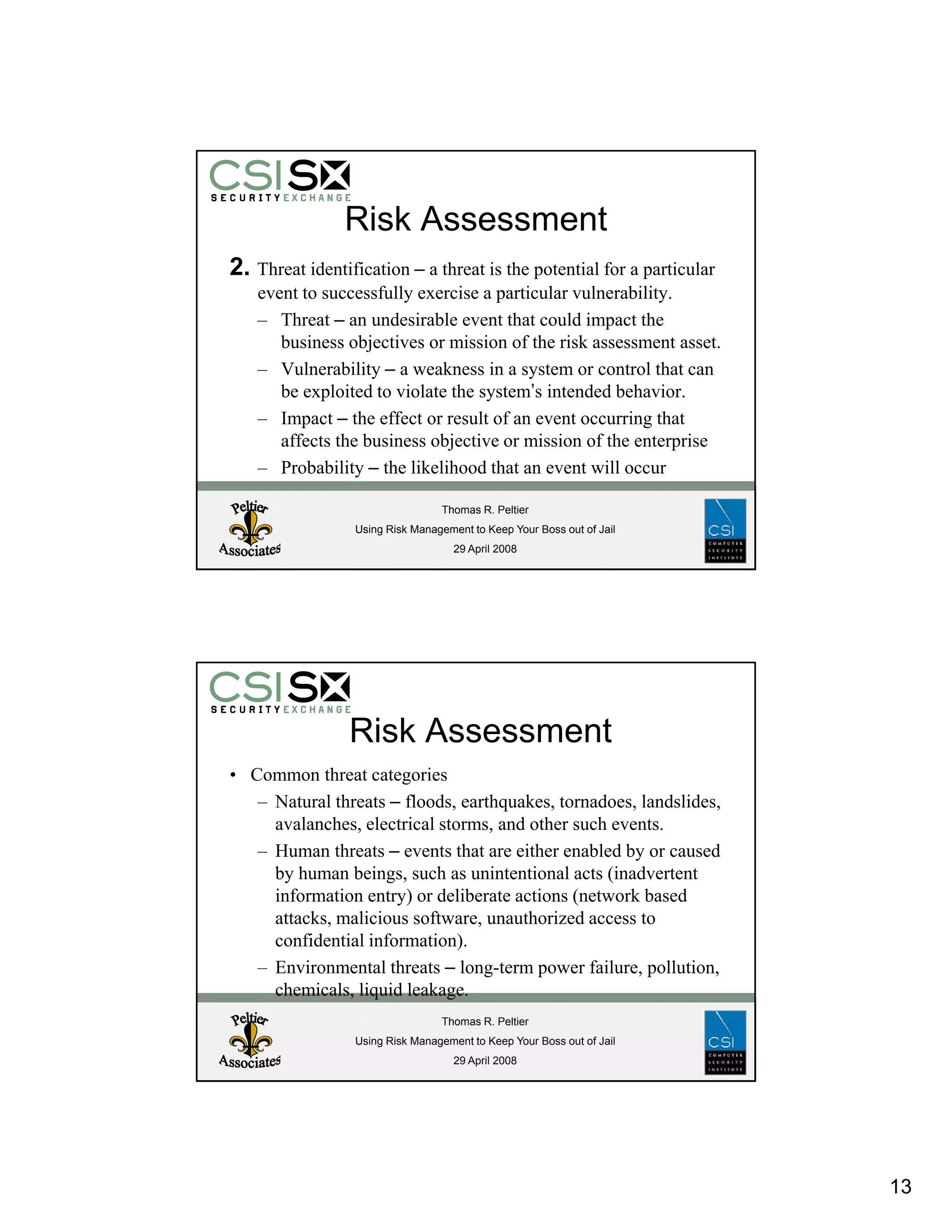 Using Risk Management to Keep Your Boss out of Jail | PDF