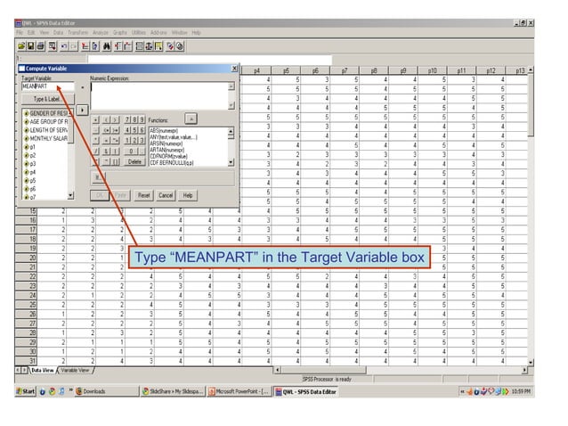 Using Spss Transforming Variable - Compute | PPT