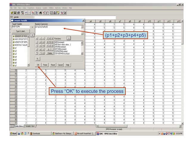 Using Spss Transforming Variable - Compute | PPT