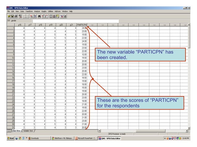 Using Spss Transforming Variable - Compute | PPT