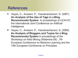 Using Tags and Clustering to Identify Topic-specific Blogs | PPT | Social Networking | Internet