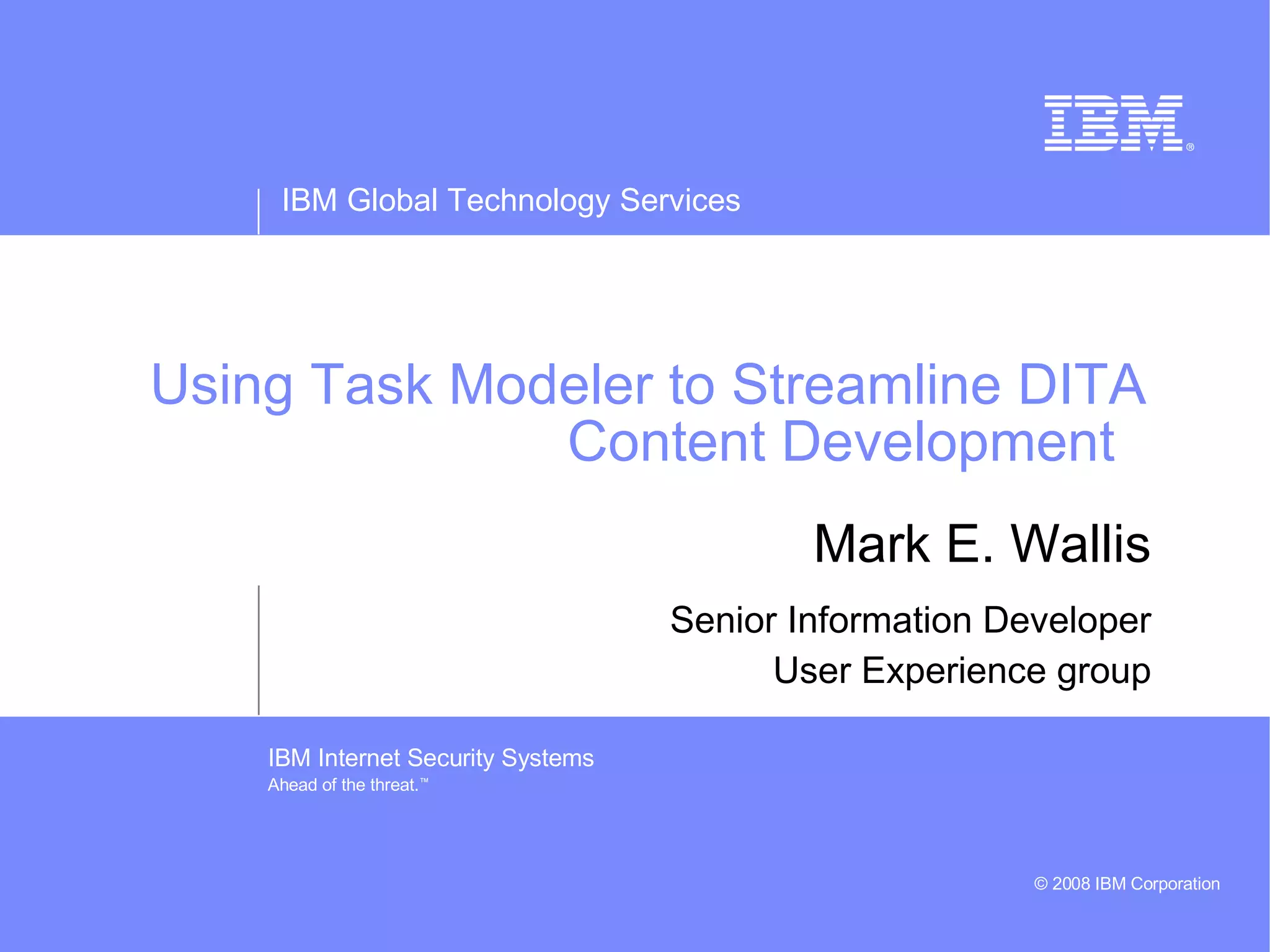 Using Task Modeler to Streamline DITA Content Development | PPT