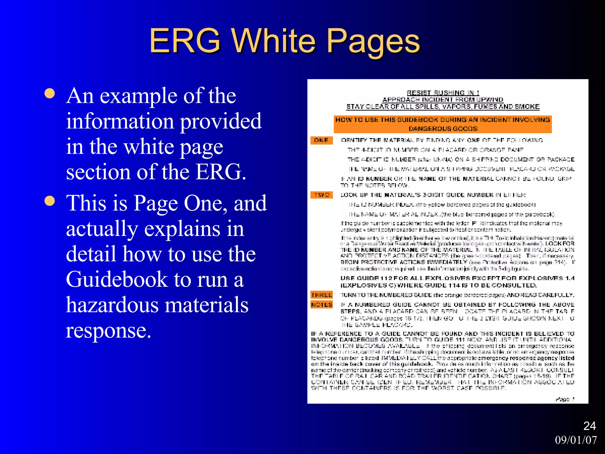 Using the Emergency Response Guidebook | PPT