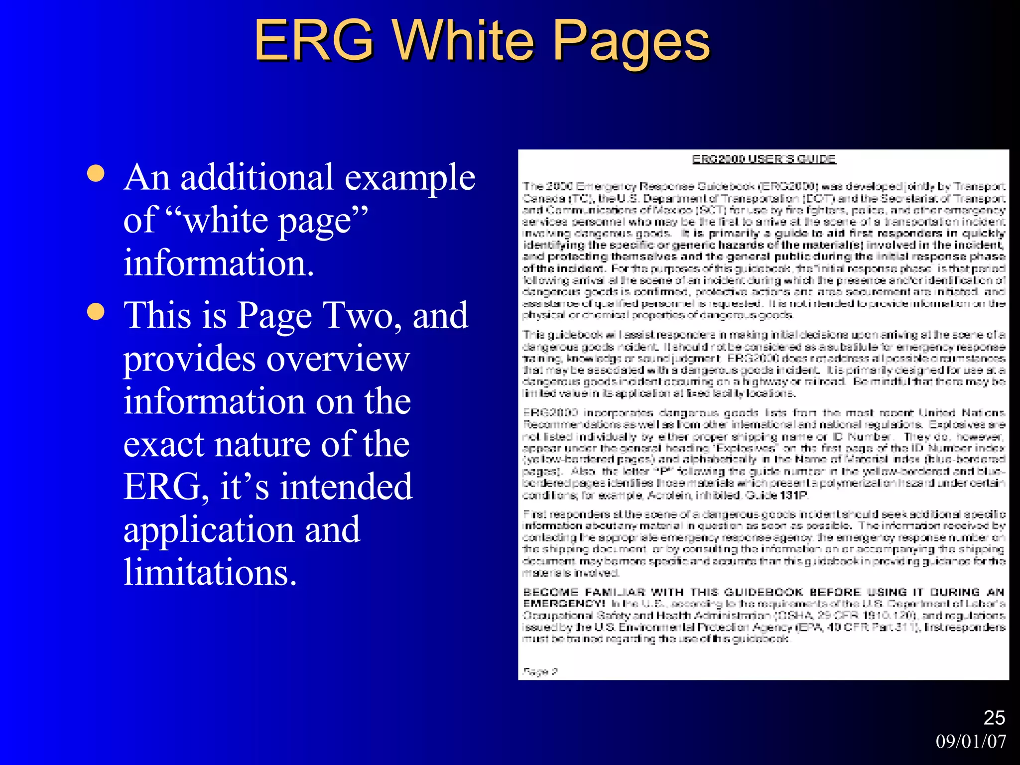 Using the Emergency Response Guidebook | PPT