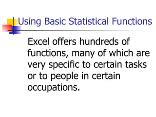 Using The Function In Excel 3 | PPT