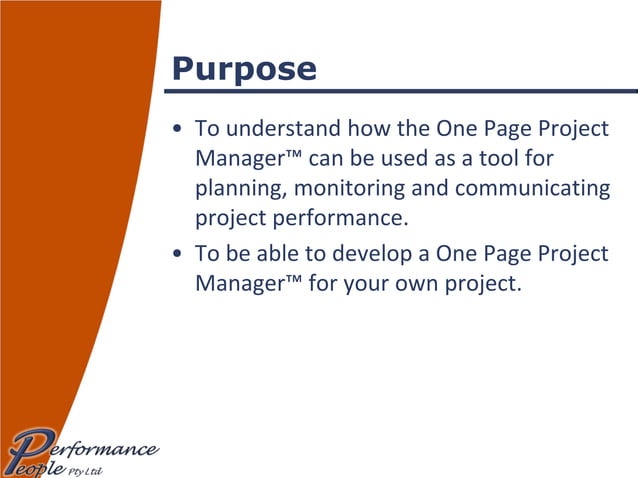 Using The One Page Project Manager | PPT