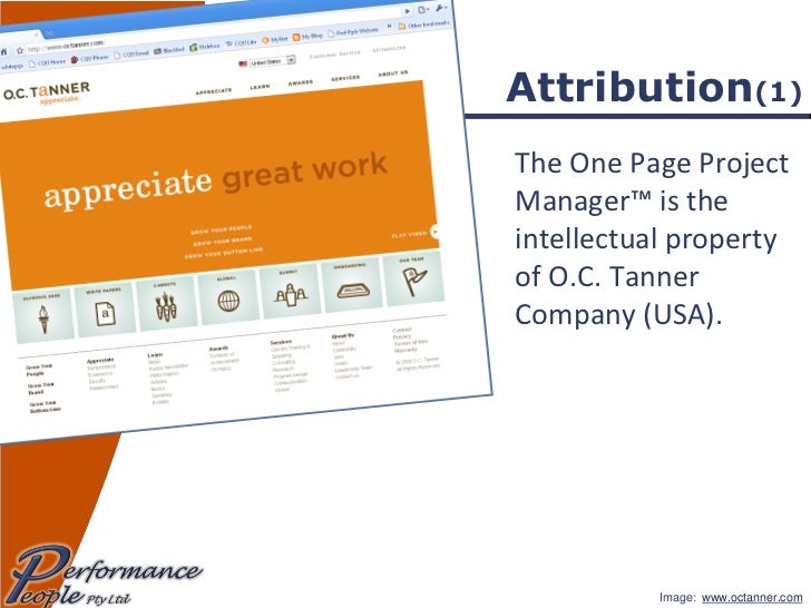 Using The One Page Project Manager