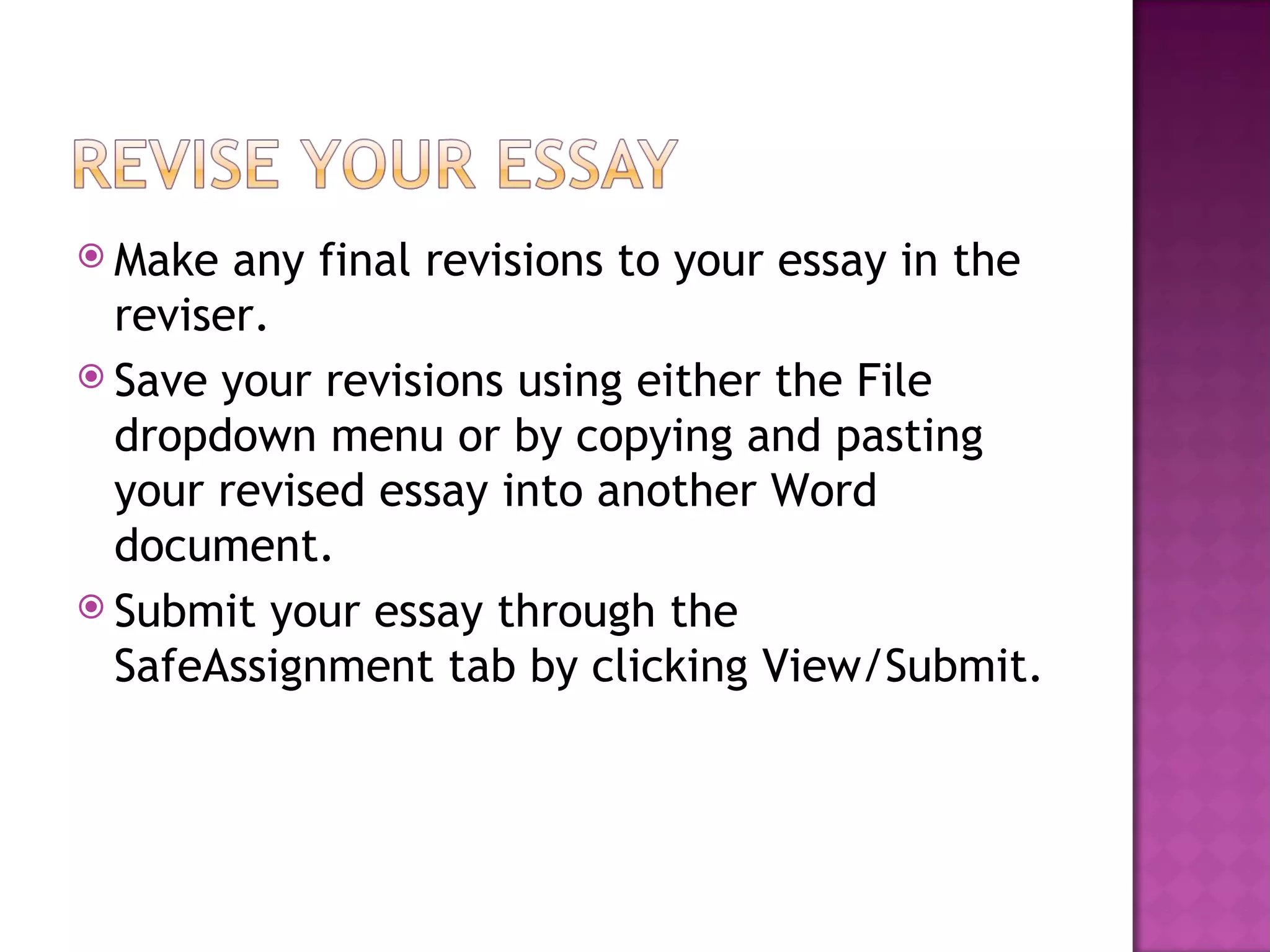 Using the SAS Revisor | PPT