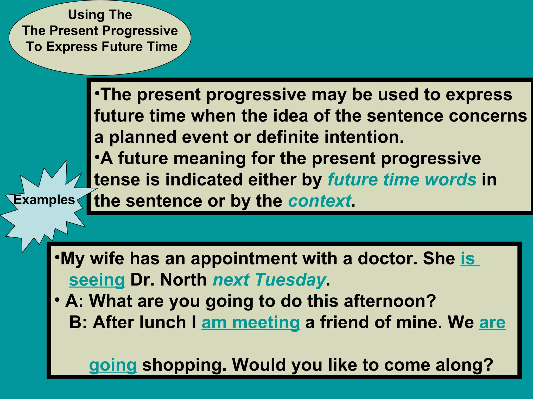 Using The Simple Present And The Present Progressive To Express Future ...