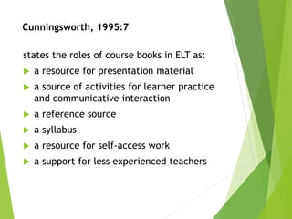 USING COURSE BOOKS IN ELT | PPTX