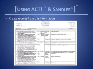 Using ACT! & Sandler | PPSX