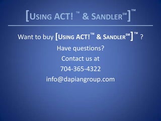 Using ACT! & Sandler | PPSX
