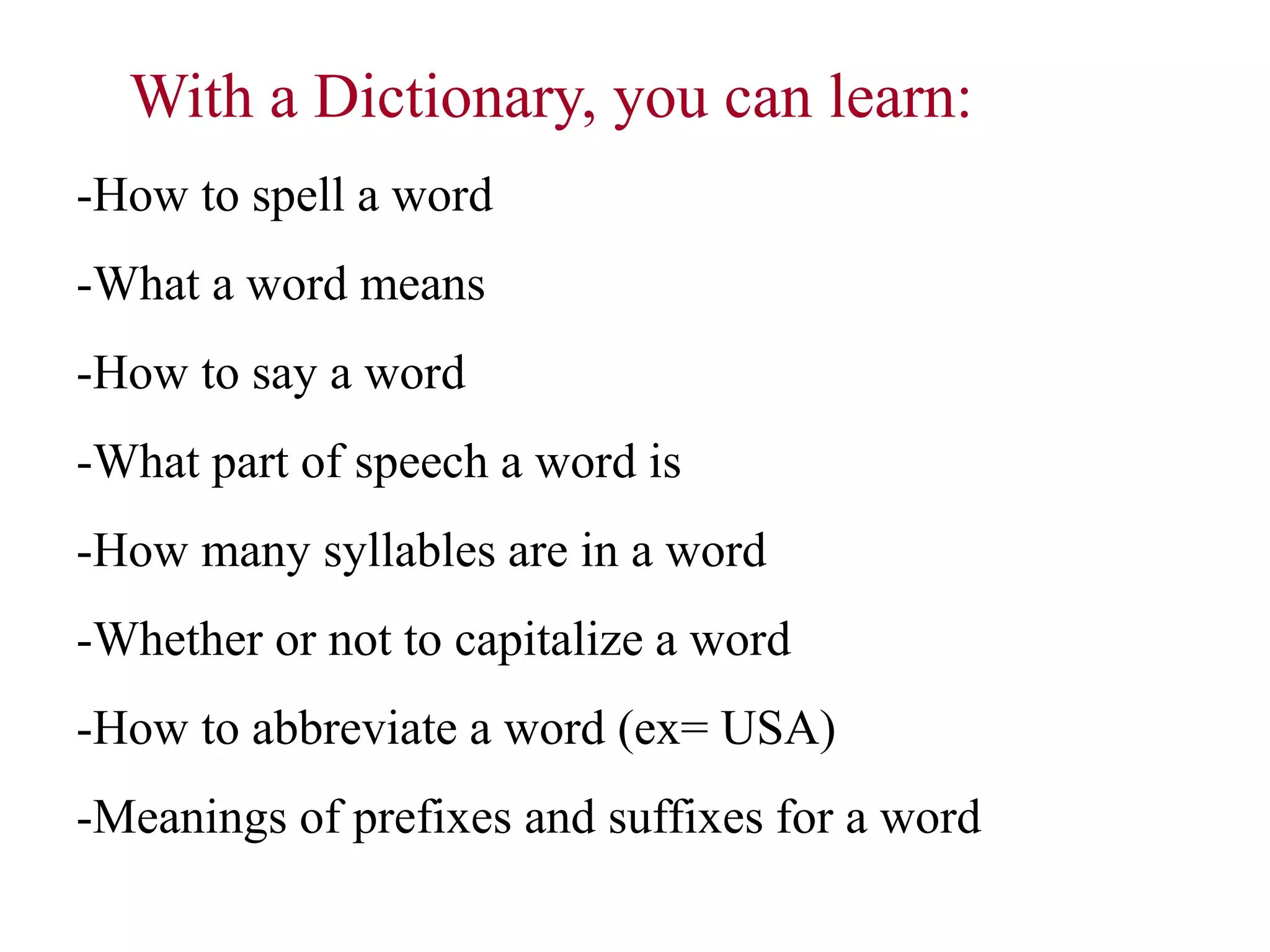 Using a Dictionary | PPT