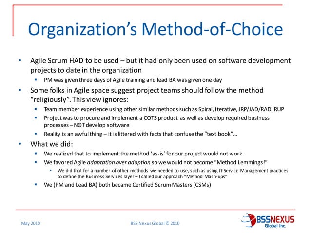 Using agile for business process design and development oct 19, 2010 ...
