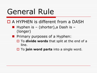 Using a hyphen | PPT