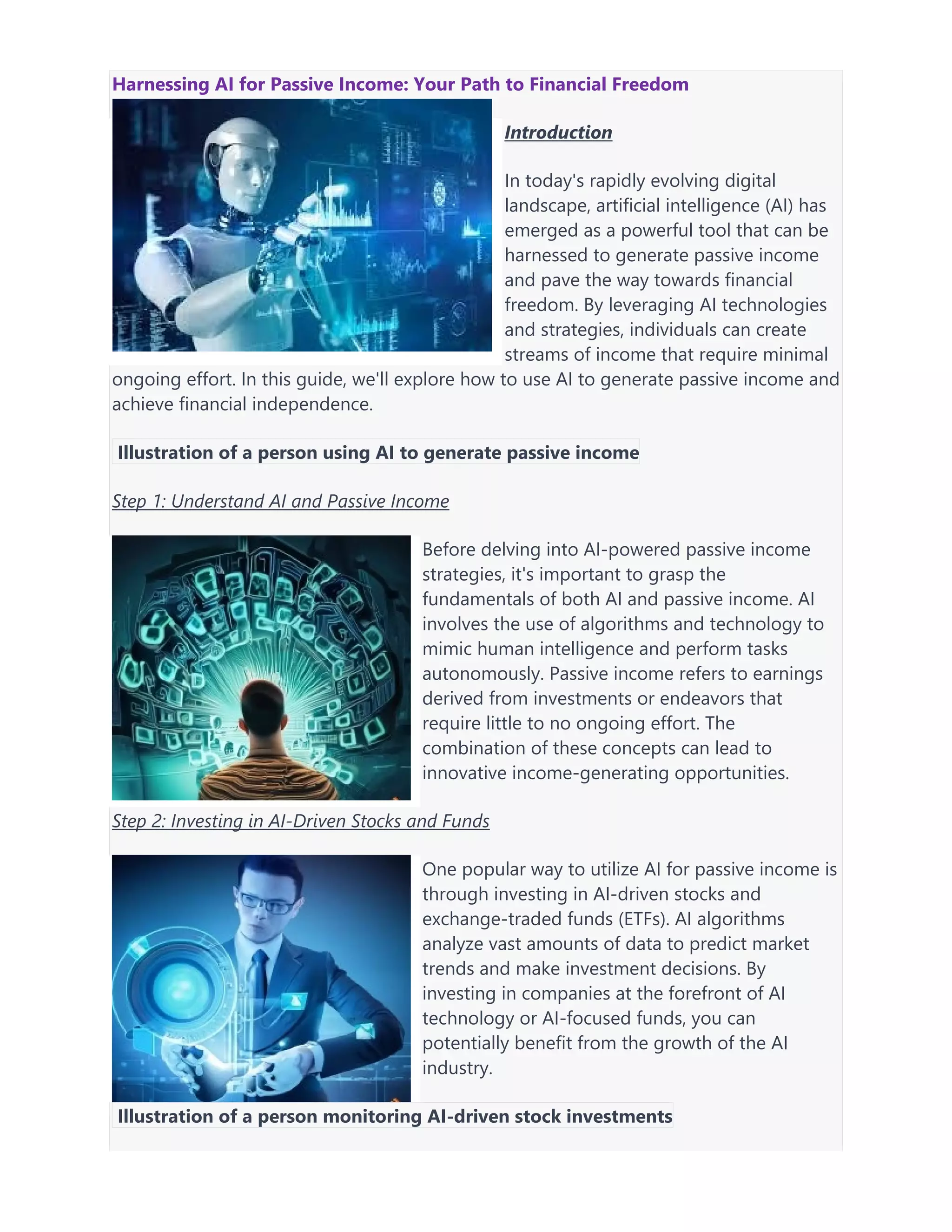 Unleash the Power of AI for Passive Income and Achieve Financial Freedom | PDF