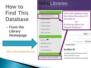 Using a Library Database - Academic Search Complete | PPTX