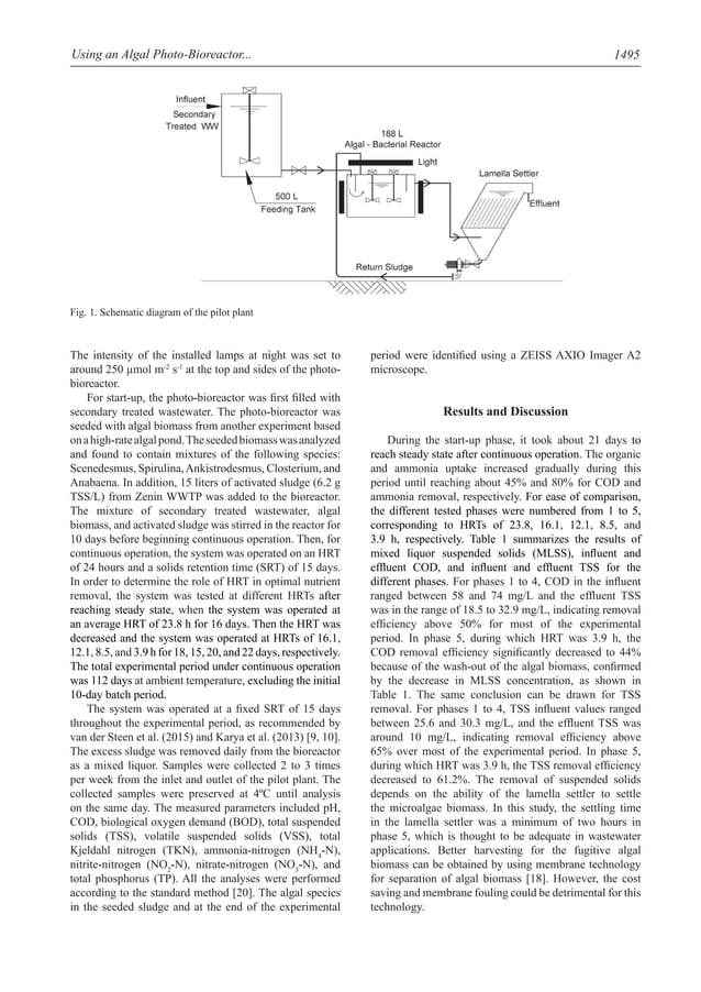 Using an algal photo bioreactor as a polishing step for secondary treated wastewater | PDF