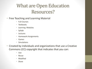 Using and creating open education resources.sycamorehs | PPT