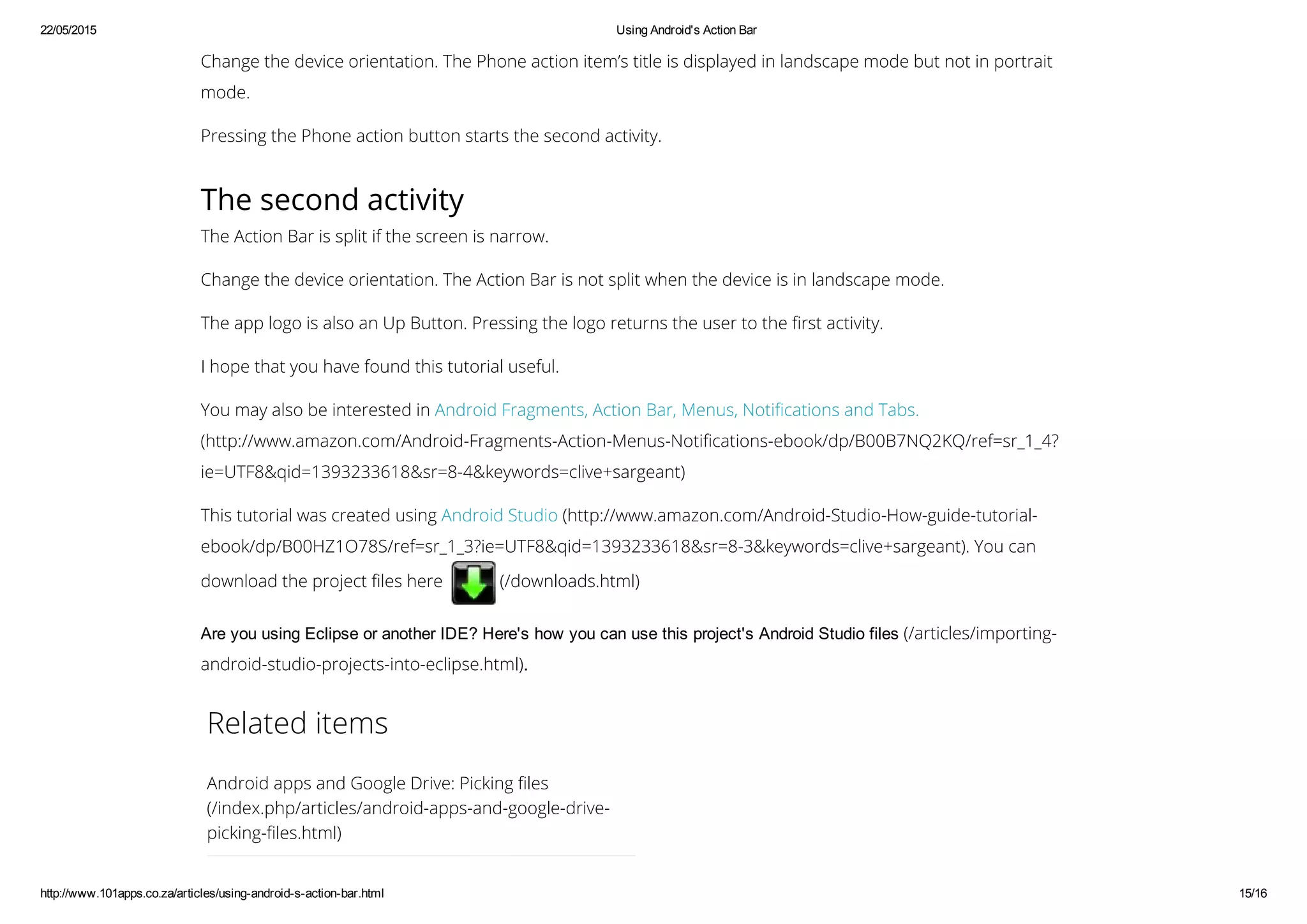 Using Androids Action Bar Pdf