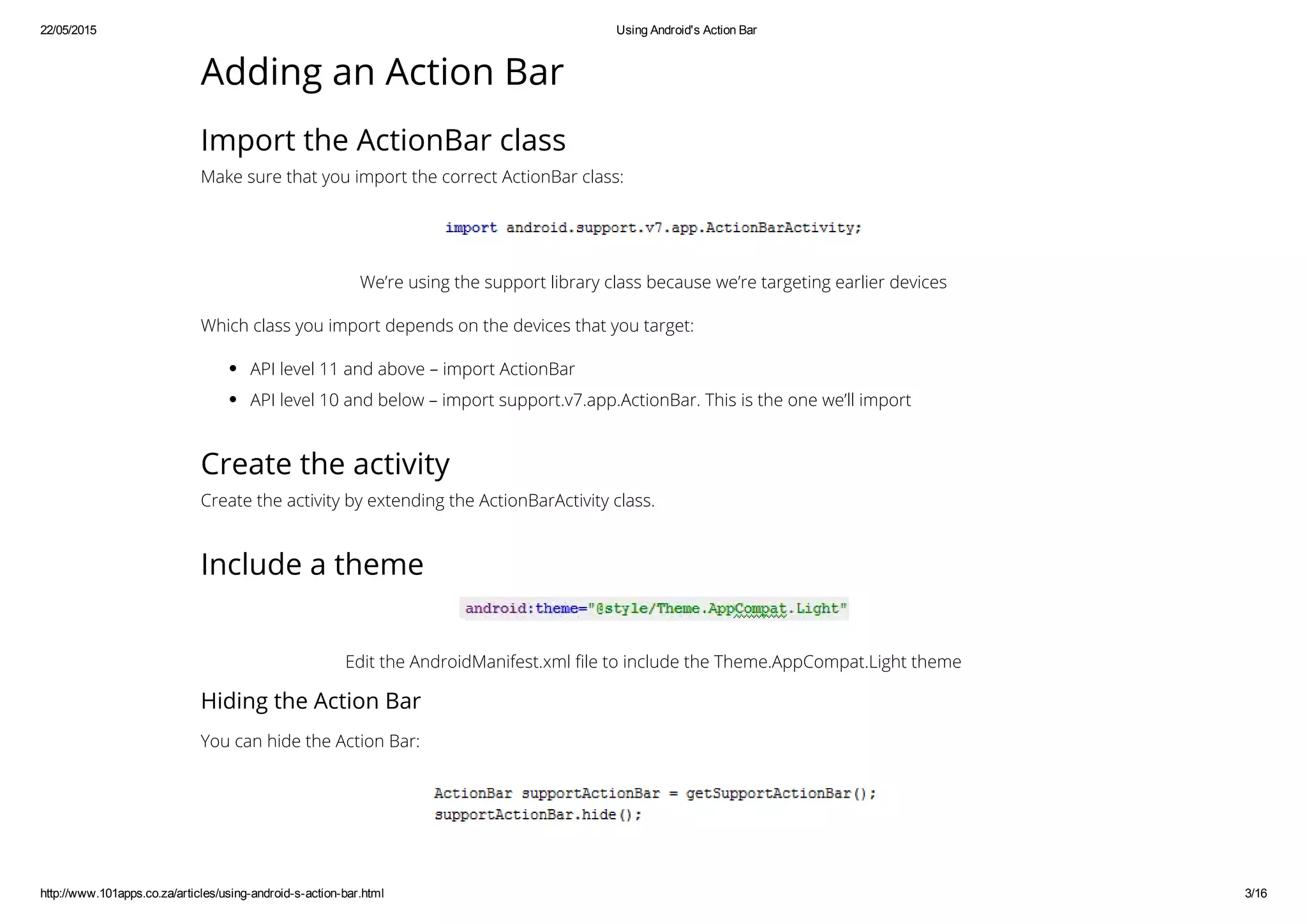 Using android's action bar | PDF
