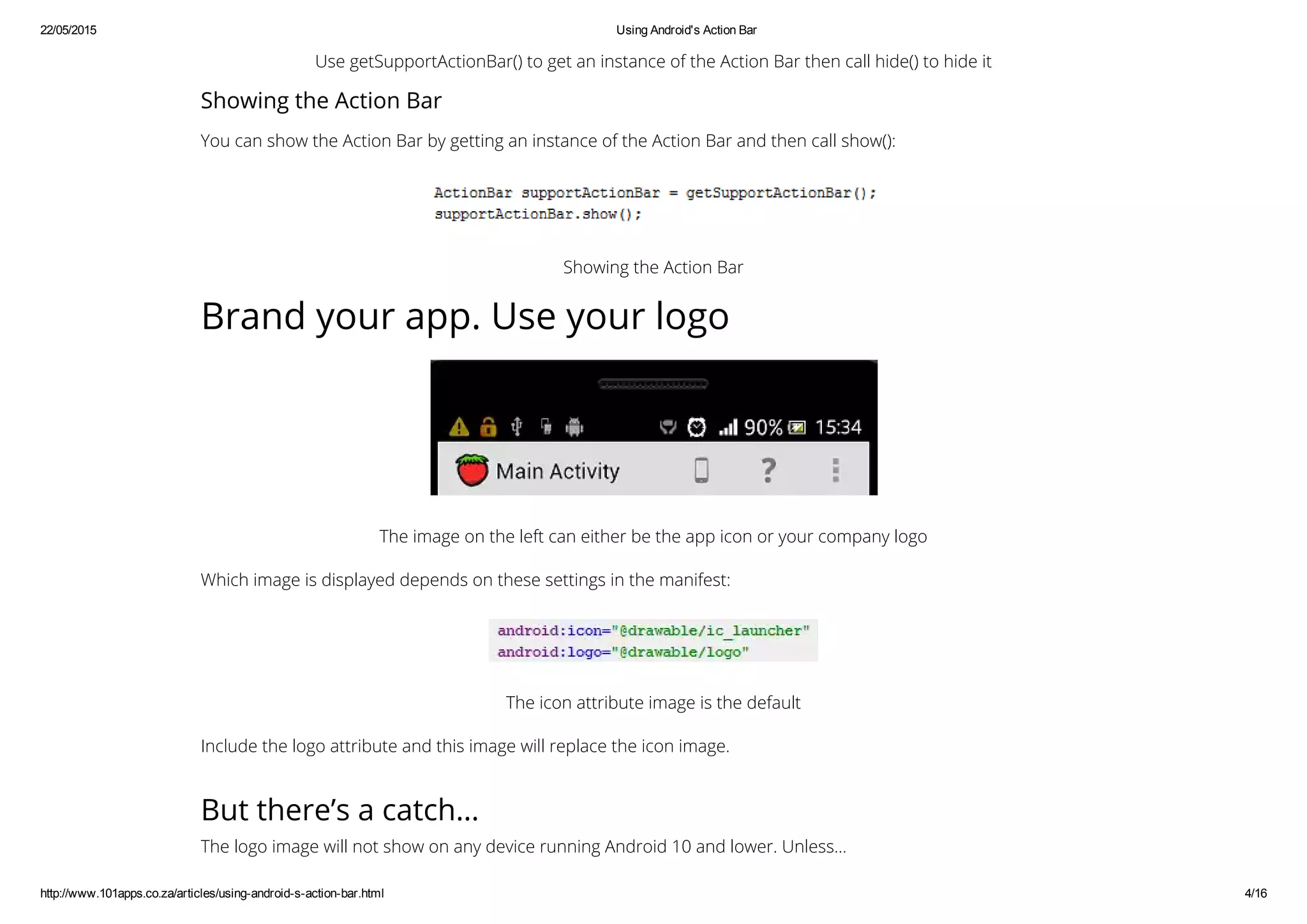 Using android's action bar | PDF