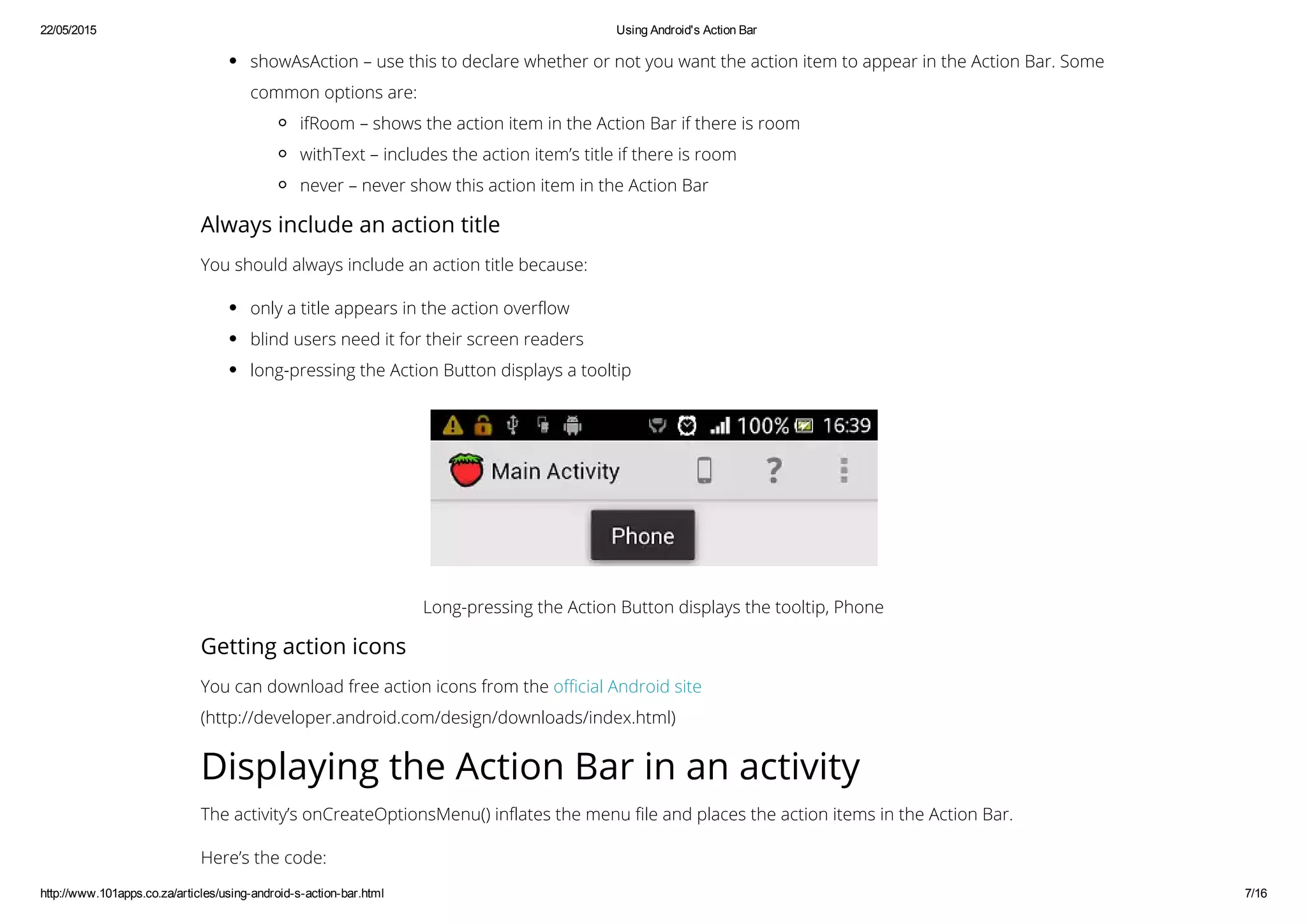 Using android's action bar | PPT