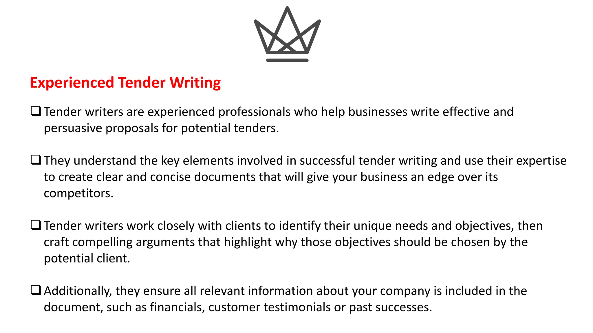 Using an Experienced Tender Writer | Red Tape Busters | PPT