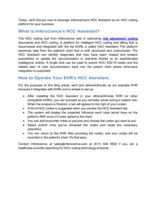 Using an HCC Coding Tool in your EHR: Instructions with HCC Assistant | PDF