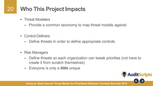 Using An Open Source Threat Model For Prioritized Defense Ppt