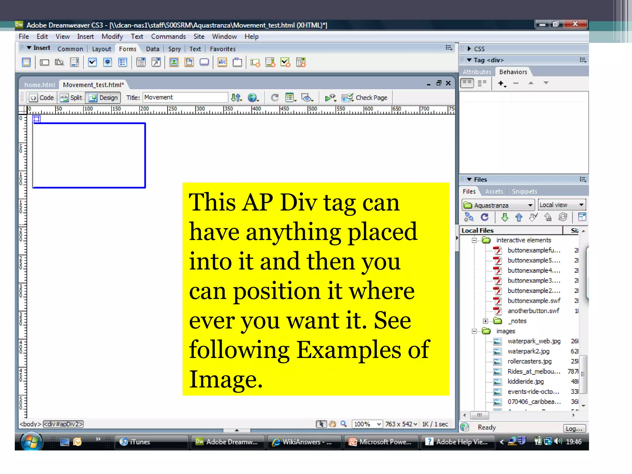 Using Ap Div Tag | PPT