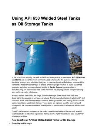 Using API 650 Welded Steel Tanks as Oil Storage Tanks.docx