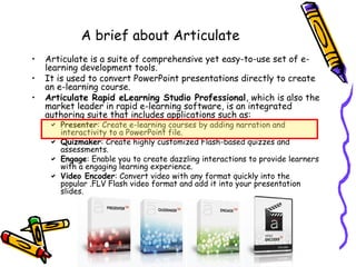 Using articulate for creating online presentations | PPT