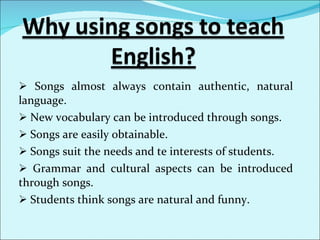 Using a song in a lesson | PPT