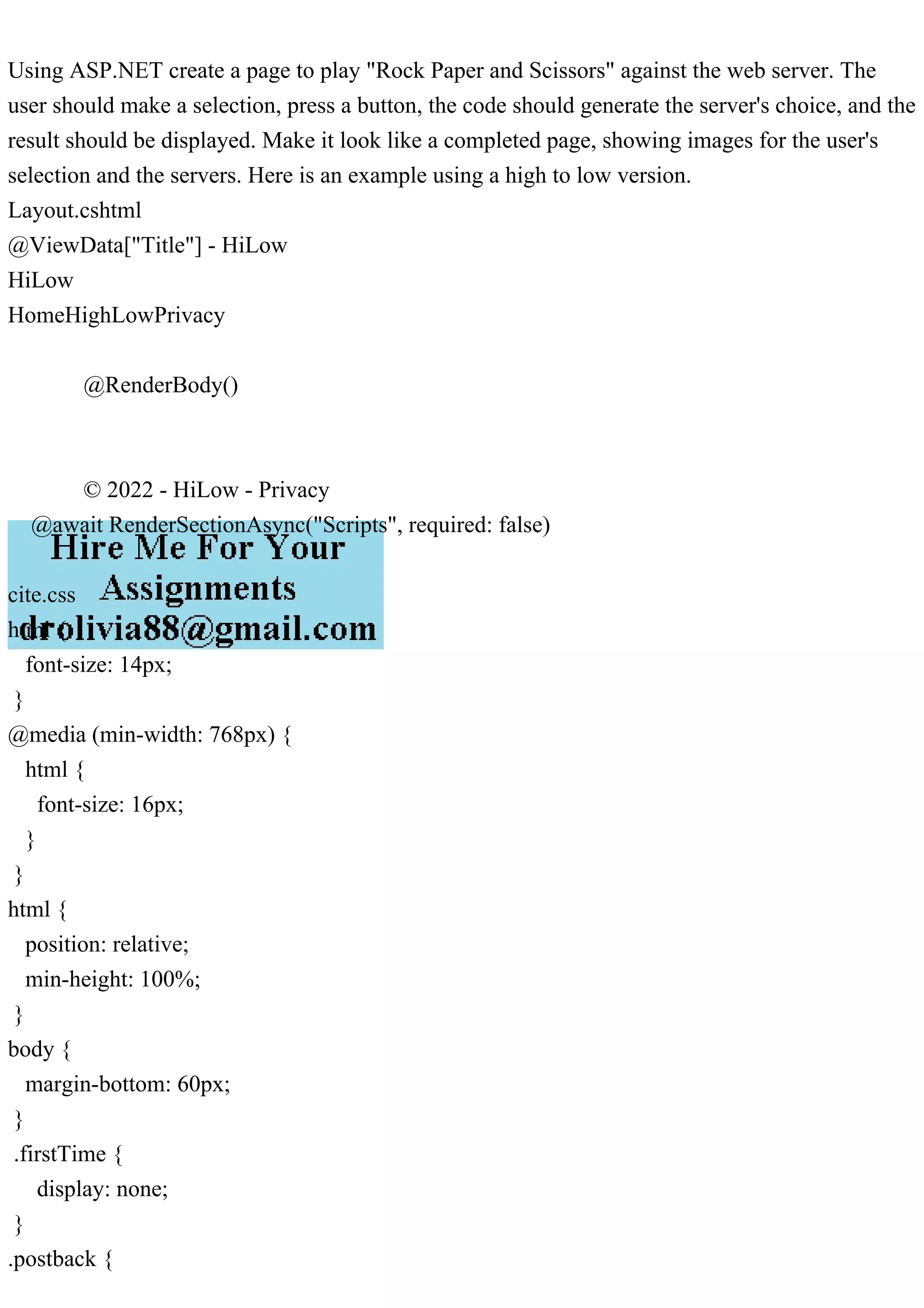 Using ASP.NET create a page to play Rock Paper and Scissors agains.pdf