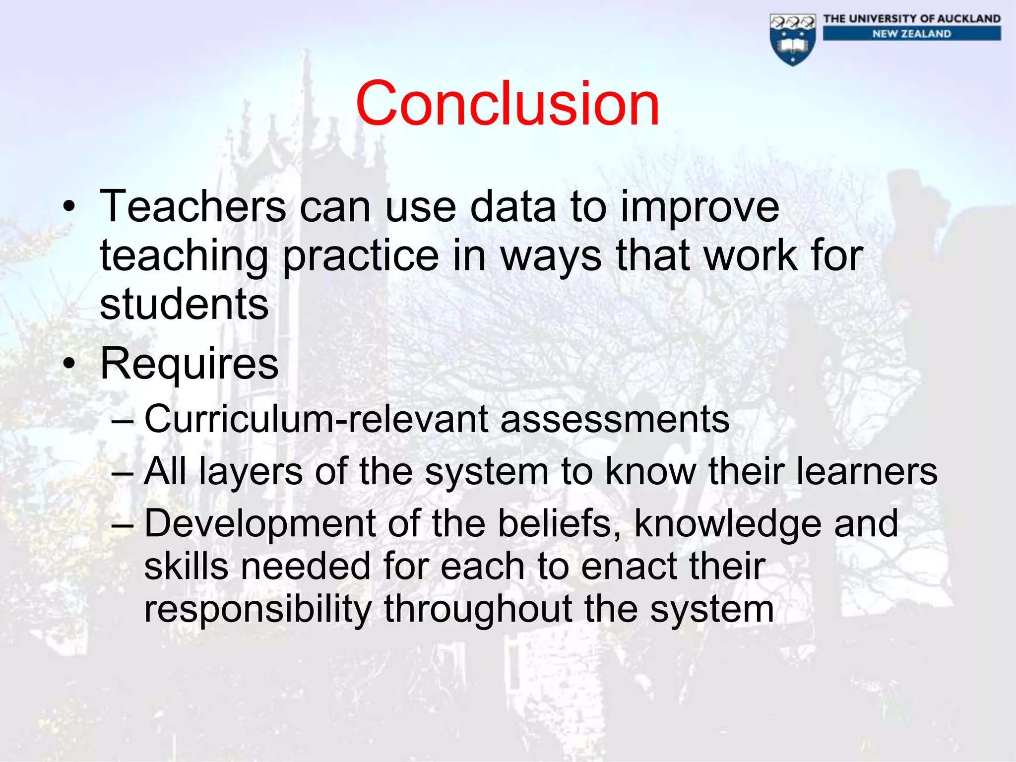 Using assessment data for improving teaching practice acer conference 2009 ppt | PPTX