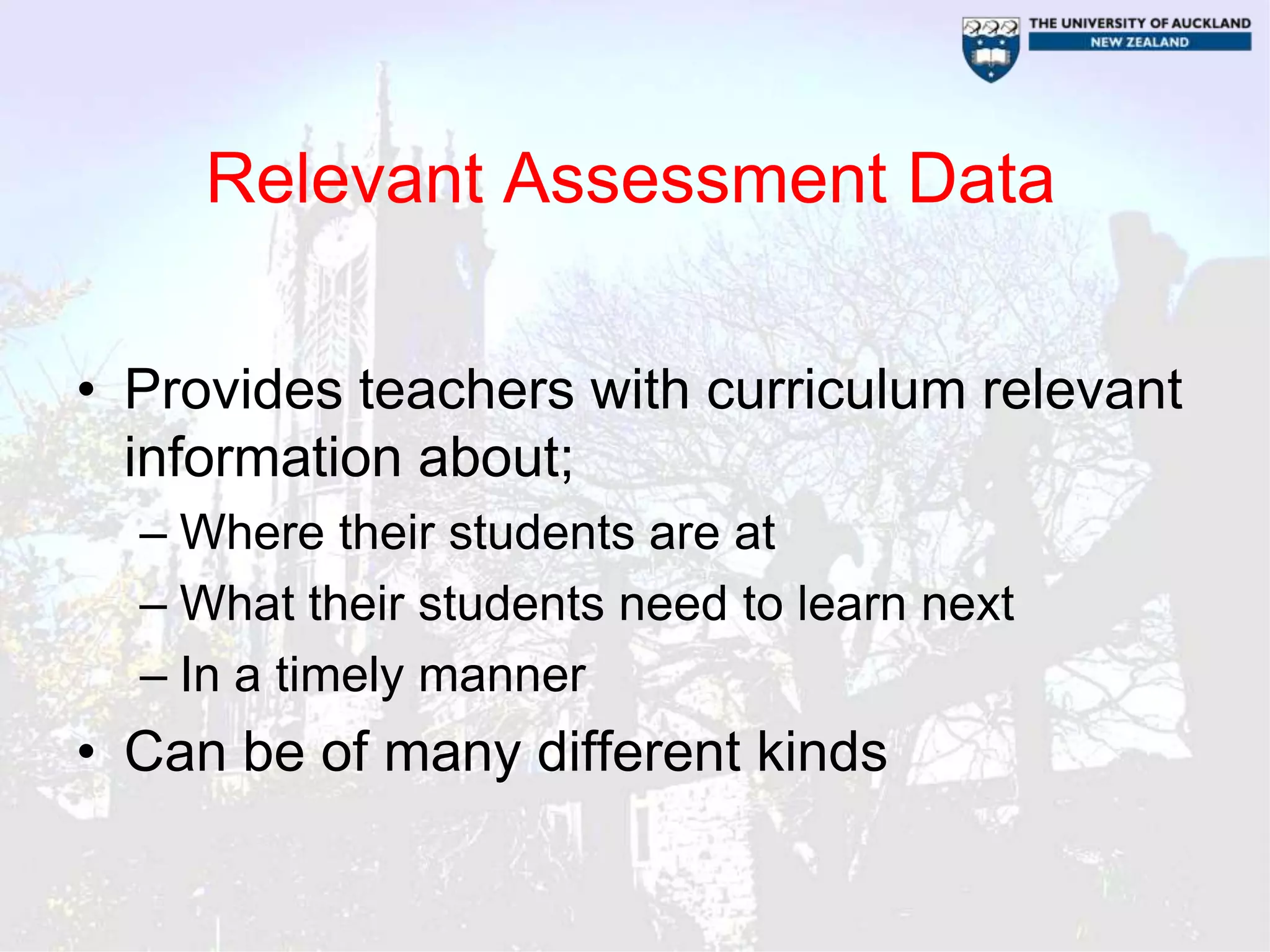 Using assessment data for improving teaching practice acer conference ...