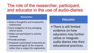USING AUDIO DIARIES FOR RESEARCH AND EDUCATION.pptx