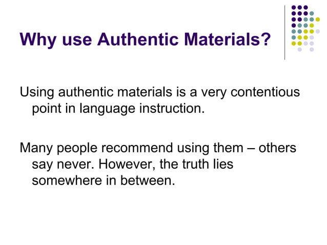 Using Authentic Materials | PPT