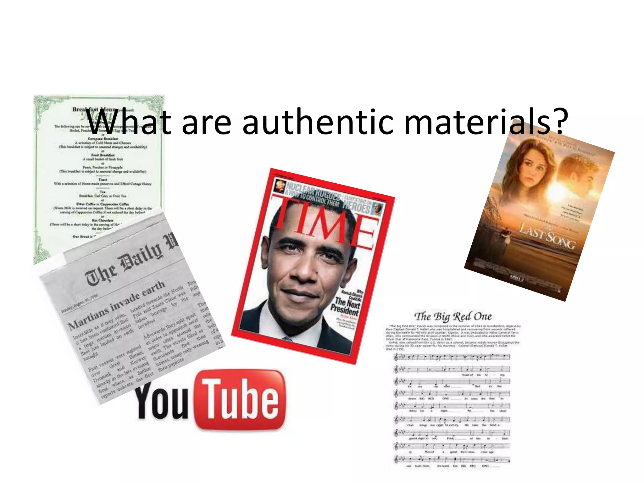 Using authentic materials in ELT | PPTX