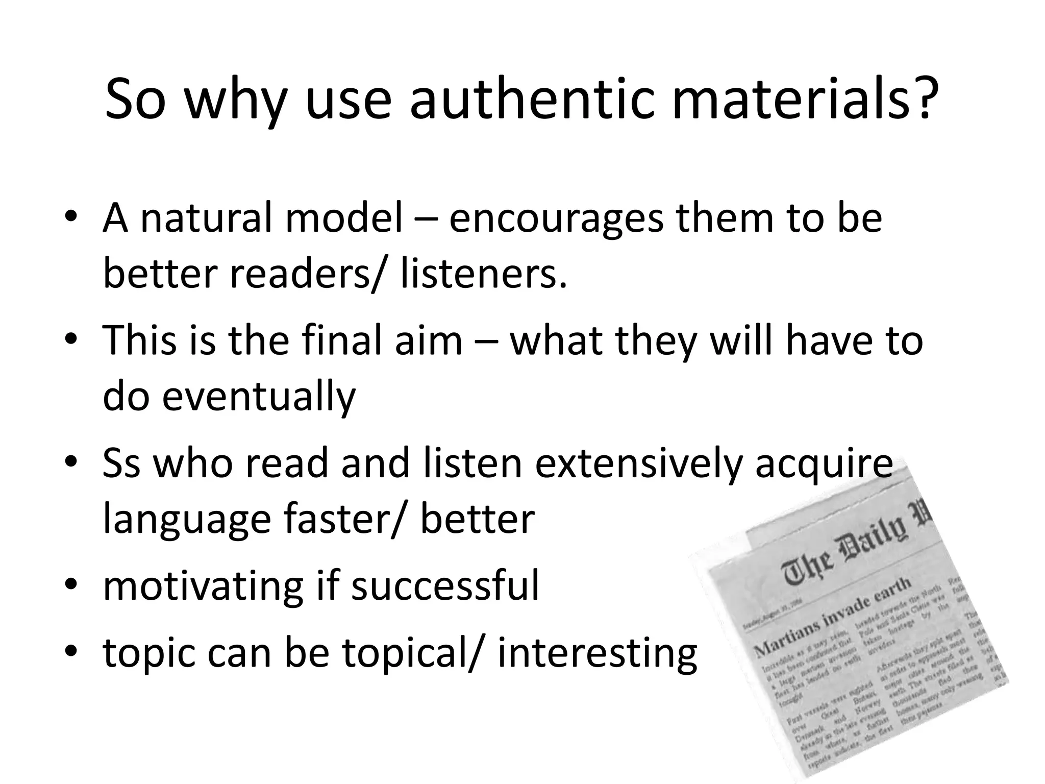Using authentic materials in ELT | PPTX
