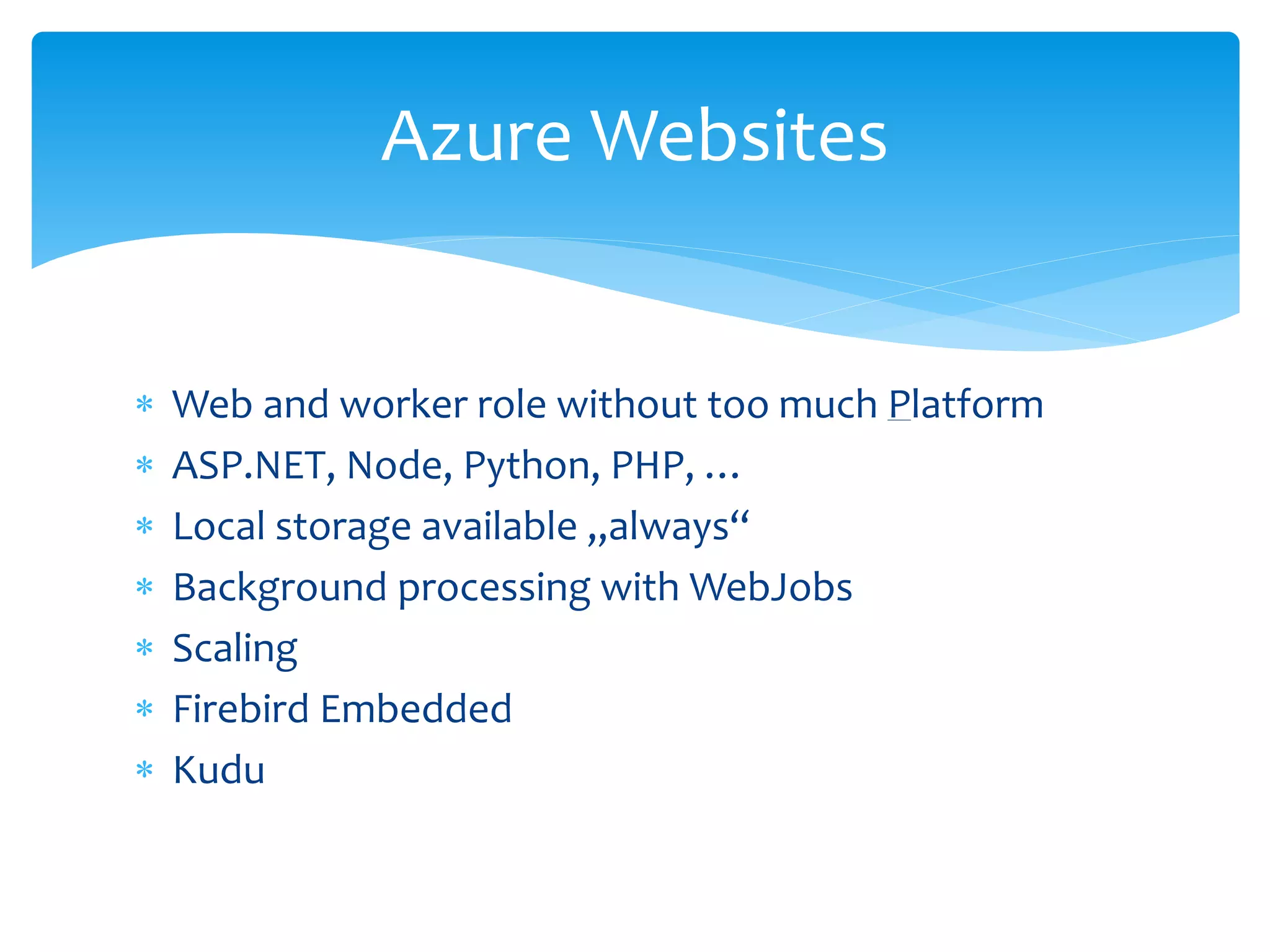Using Azure cloud and Firebird to develop applications easily | PPT